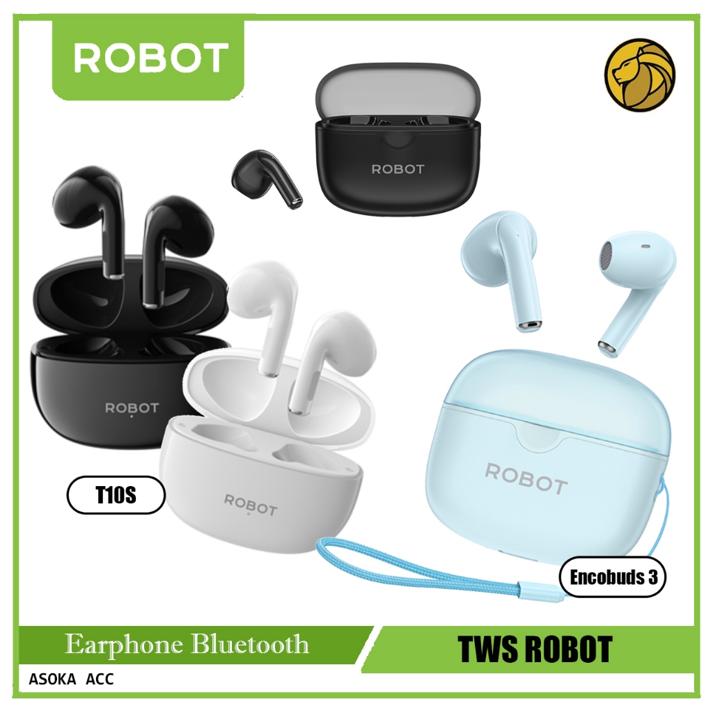 Jual Robot TWS Bluetooth Earphone Flybuds T10S Waterproof IPX4 Semi In ...