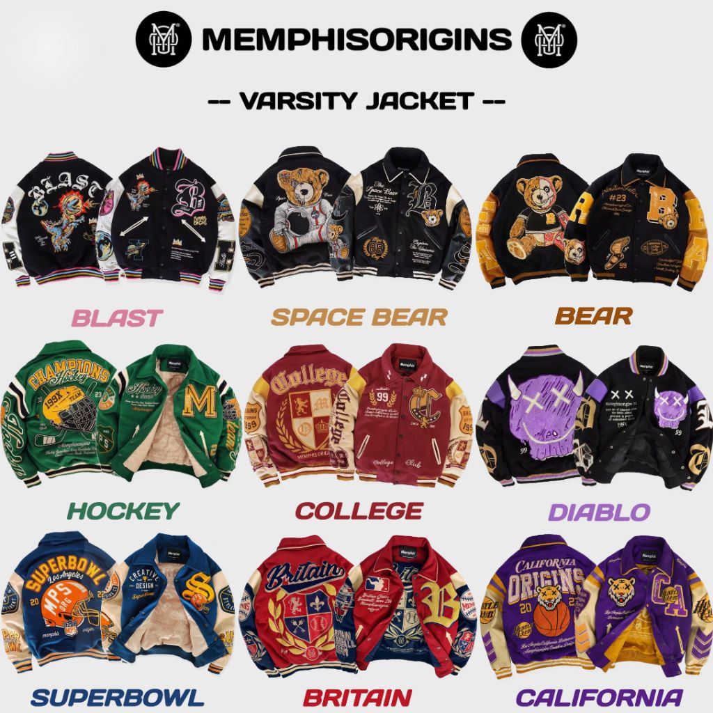 Jual VARSITY JACKET MEMPHIS - SPACE BEAR | BEAR | BRITAIN | BORDEAOUX ...
