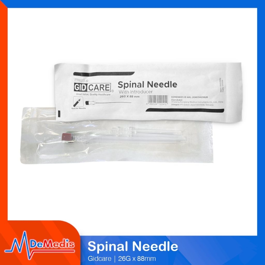 Jual Jarum Spinal Needle With Introducer 26G x 88mm 27G x 88mm GIDCARE ...