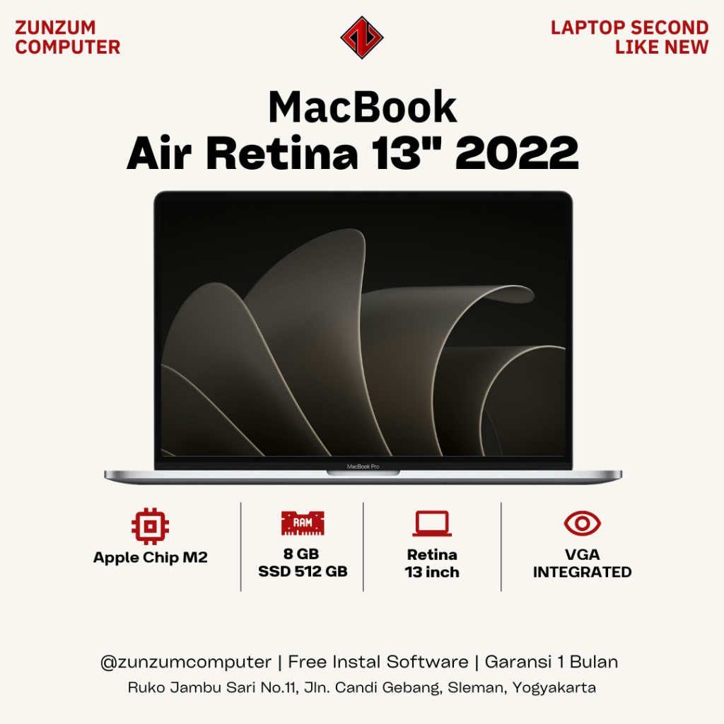 Jual MacBook Air M2 2022 Retina 13 Inchi Ram 8 GB SSD 512 GB MULUS LIKE ...