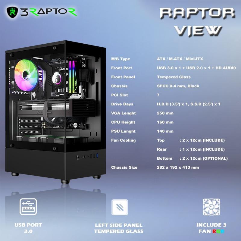 Jual Casing Gaming RAPTOR VIEW ATX/M-ATX/MINI-ITX + Port USB 3.0 ...
