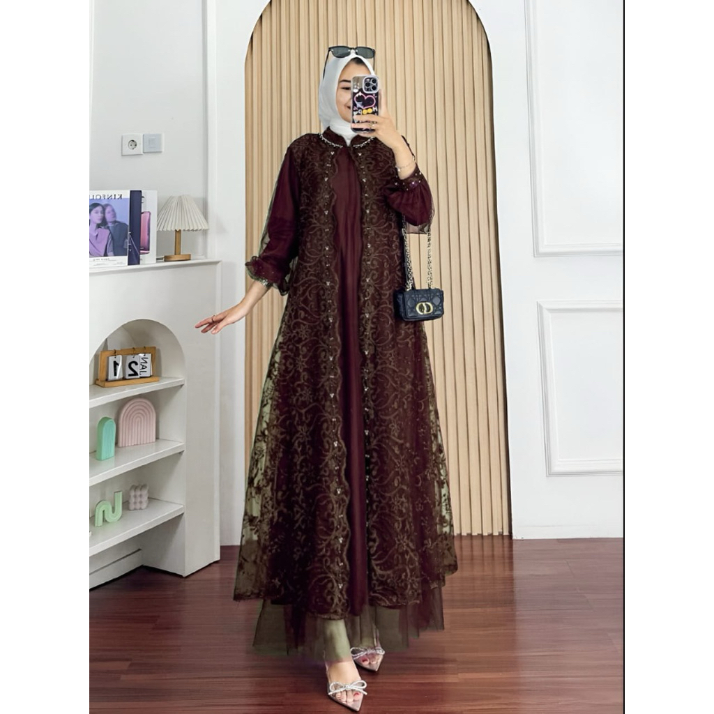Jual COD NADINE DRESS GAMIS PAYET BRUKAT TERBARU 2025 SERAGAMAN ...