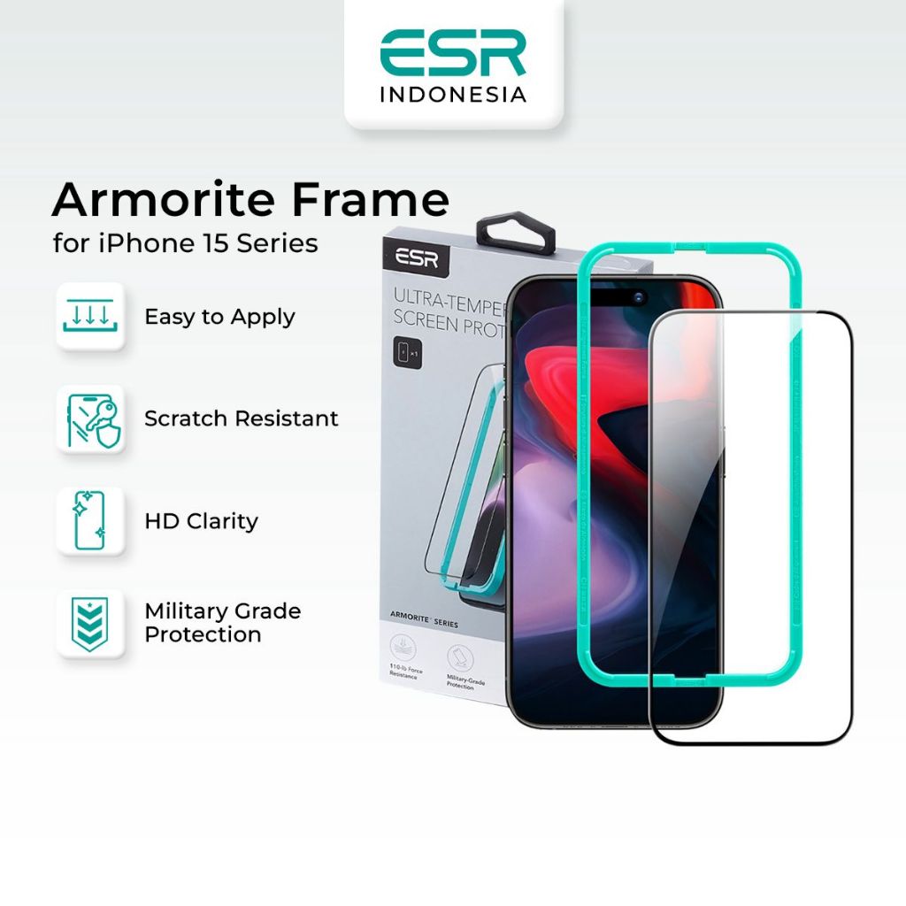 Jual ESR Armorite Screen Protector Black Edge Frame iPhone 15 Pro ...