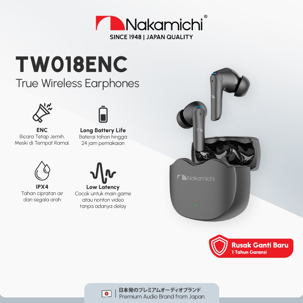 Jual Nakamichi TW018 ENC TWS Earphone Full Bass Earbuds Bluetooth IPX4 ...