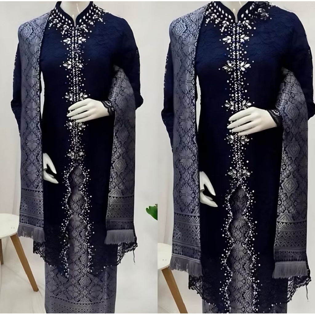 Jual [Titahermawatishop]Set kebaya tunik busui zigzag bahan brokat ...