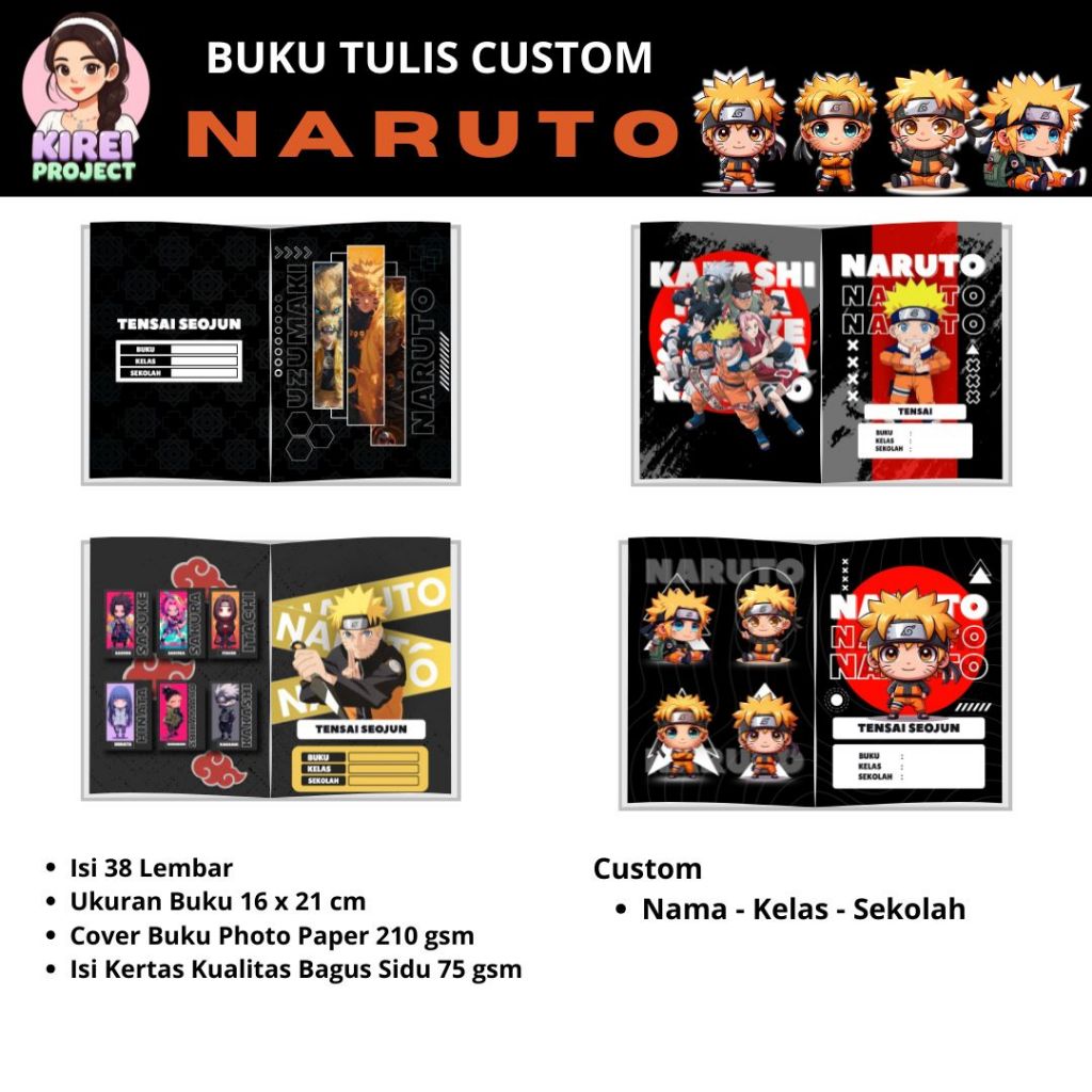 Jual Buku Tulis Custom Naruto By Kirei Project | Shopee Indonesia