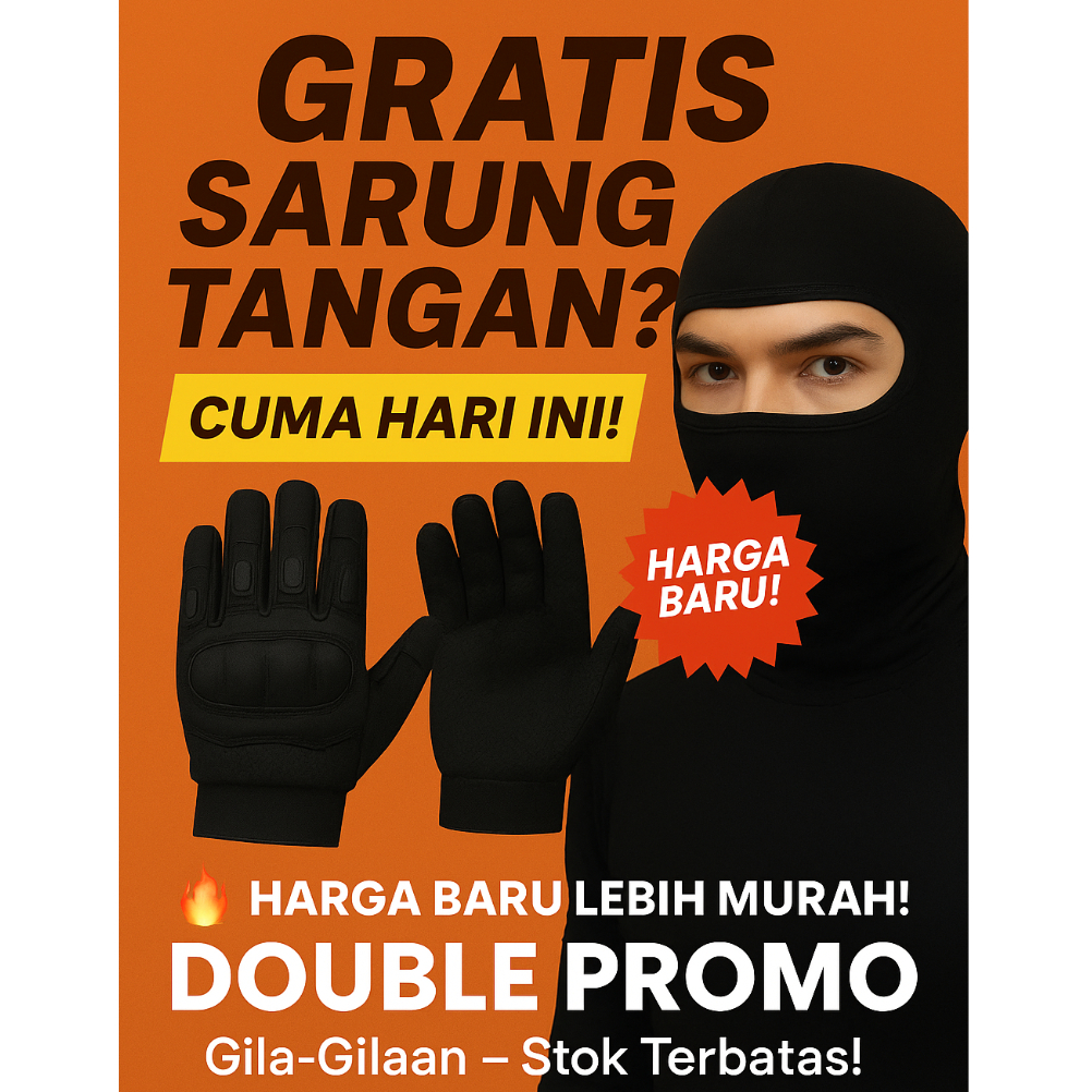 Jual [B1G1] Masker Ninja Topeng + Sarung Tangan Motor | Anti Angin Debu ...
