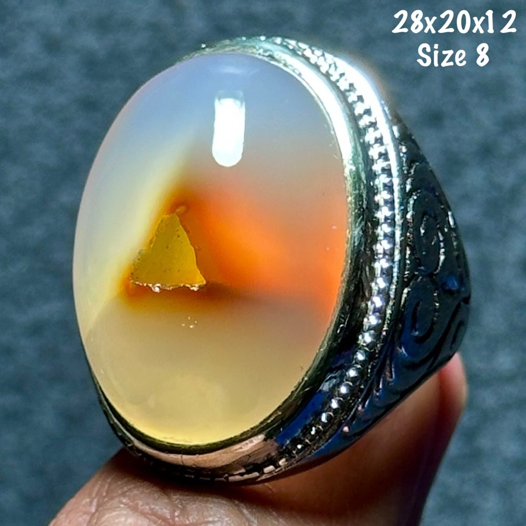 Jual Cincin Batu Akik Natural Baturaja Combong Alami Segitiga 3D ...