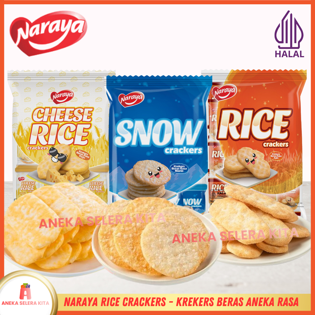 Jual Naraya Rice, Snow & Cheese Crakers - Krekers Beras Halal | Shopee ...