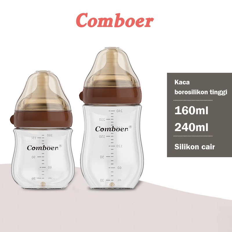 Jual Comboer 160/240ml Bayi Baru Lahir Botol Kaca Leher Lebar Bawah Botol ASI Imitasi Anti Perut ...