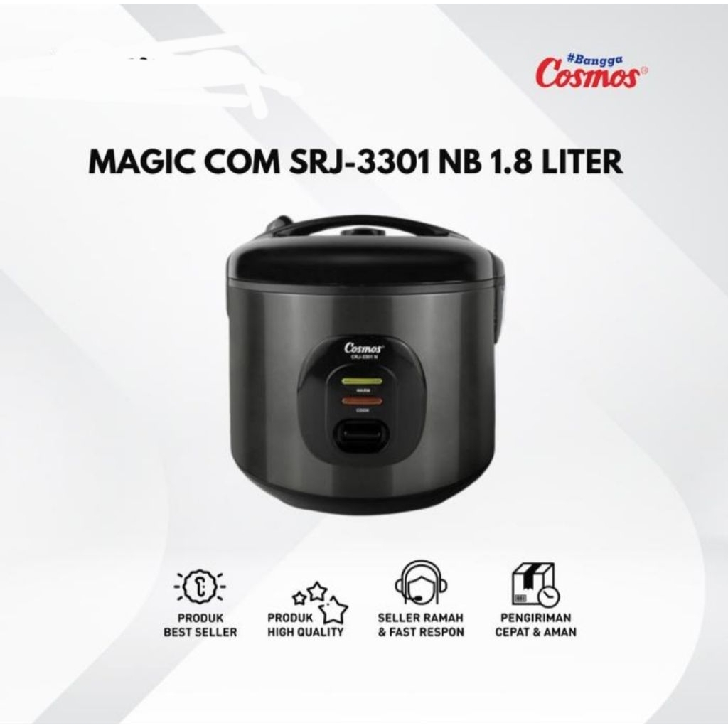 Jual Cosmos Magic Com 1.8 liter Hitam CRJ 3301NB Black | Shopee Indonesia