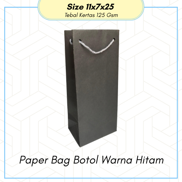 Jual PAPER BAG BOTOL HITAM 11X7X25/TAS KERTAS BOTOL TUMBLR/PAPERBAG ...