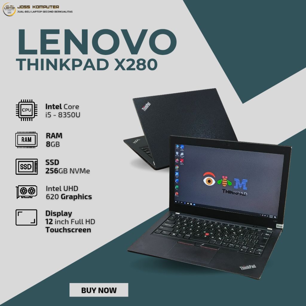 Jual LENOVO THINKPAD X280 INTEL CORE I5-8350U/ RAM 8GB/ SSD 256GB/ 12 ...