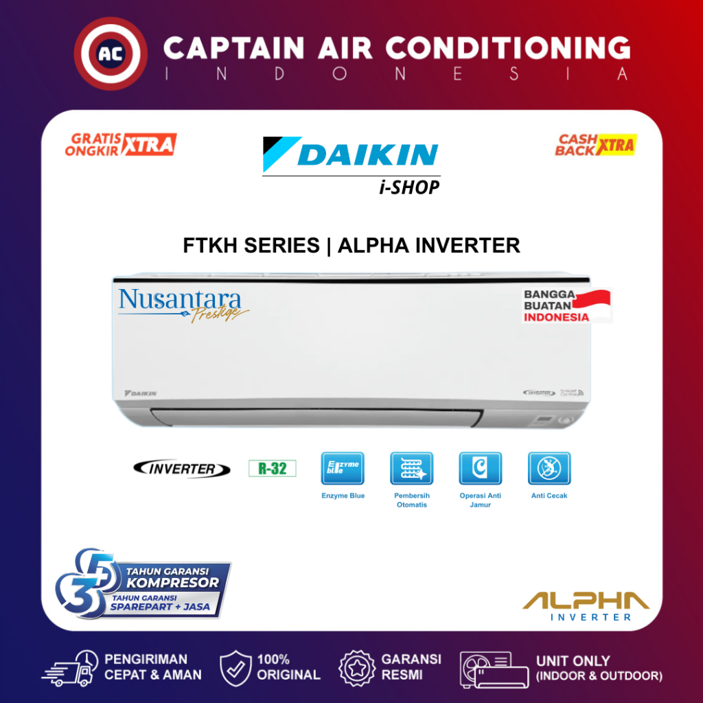 Jual DAIKIN AC Split FTKH-25 / FTKH25 1 PK Alpha Inverter Nusantara Prestige | Shopee Indonesia