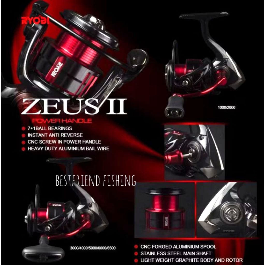 Jual Reel Ryobi Zeus II HP Red/Merah, size 1000,2000,3000,4000,6000 ...