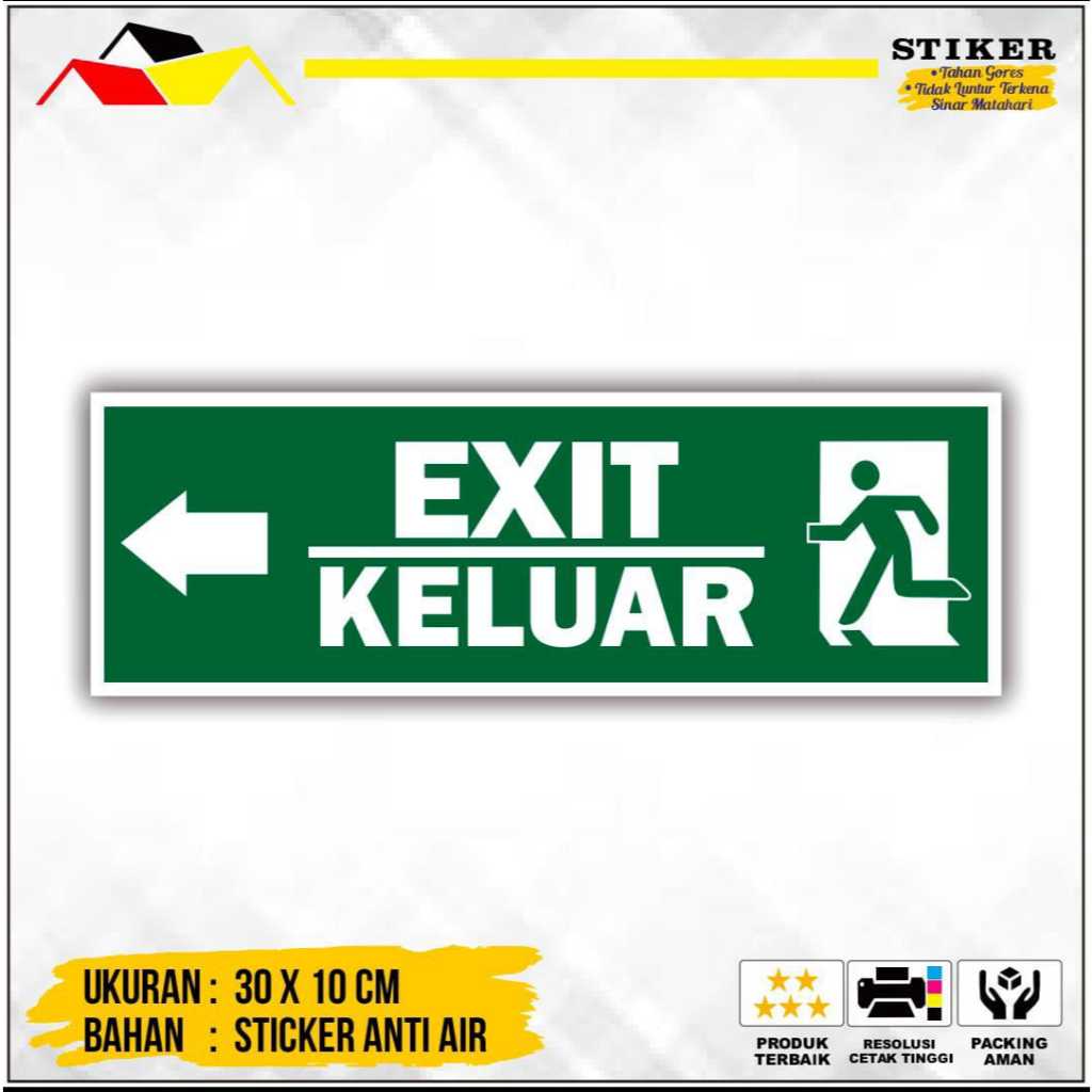 Jual SIGN / RAMBU STIKER JALUR EVAKUASI EXIT KIRI | Shopee Indonesia