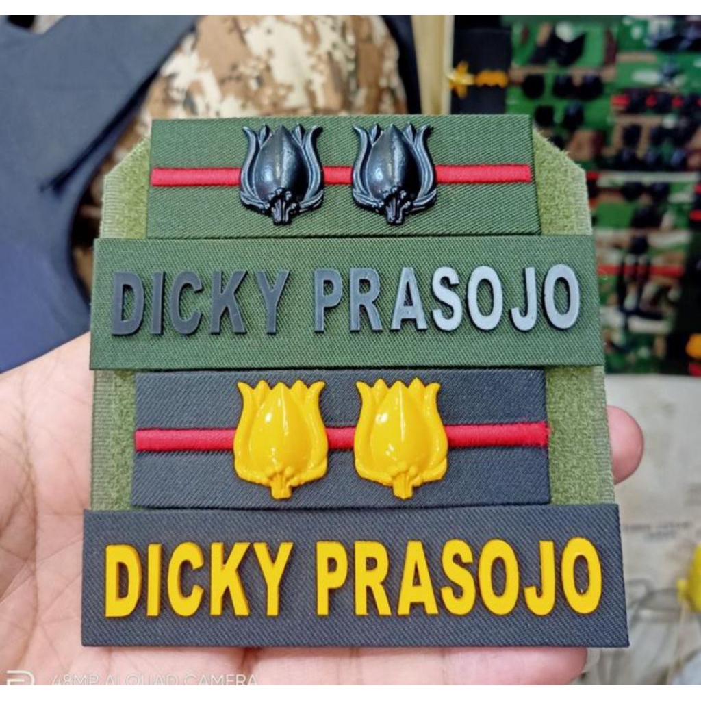 Jual Papan Nama Topi Pet PDH - PDL + Pangkat Letkol Logam Timbul Costum ...