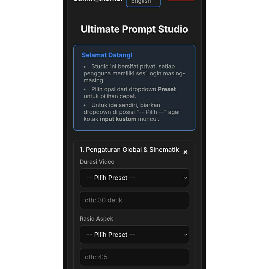 Jual Ultimate Prompt Studio | Studio Prompt AI Video Cinematic | Custom ...