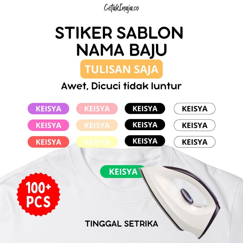 Jual Stiker Sablon Label Nama Baju Stiker Custom Nama Label Printing ...