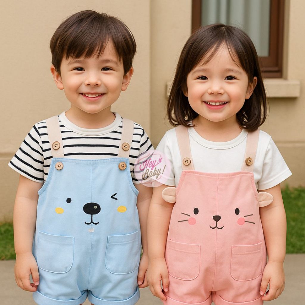 Jual PROMO 8.8 heybaby OVERALL OK CATS 1908 EBV baju anak perempuan im 2in1 motif lucu | Shopee ...
