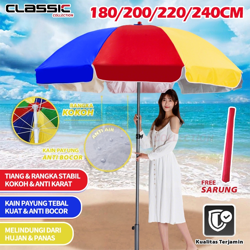 Jual Payung Tenda Pelangi 180 cm Payung/ Payung Tenda 200 cm Jualan Taman Pantai | Shopee Indonesia