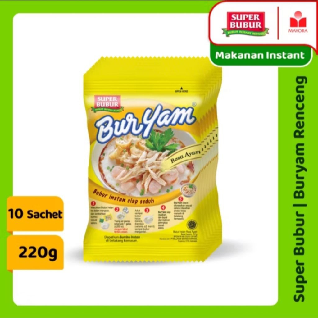 Jual SUPER BUBUR BURYAM 10 sachet @ 22 gram BUBUR INSTAN | Shopee Indonesia