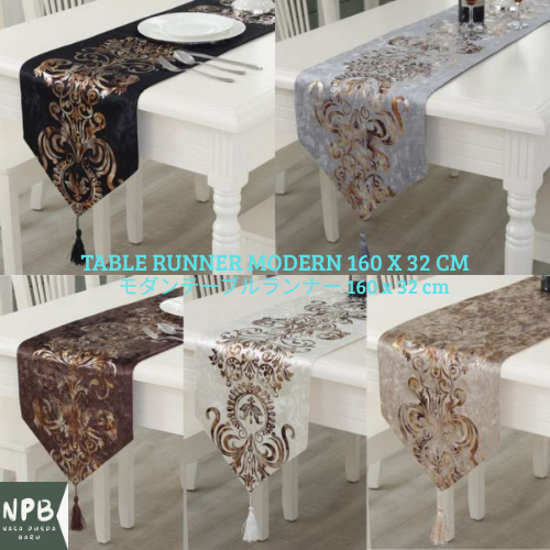 Jual TABLE RUNNER MODERN 160 X 32 CM / TAPLAK MEJA RUMBAI PANJANG 32 X ...
