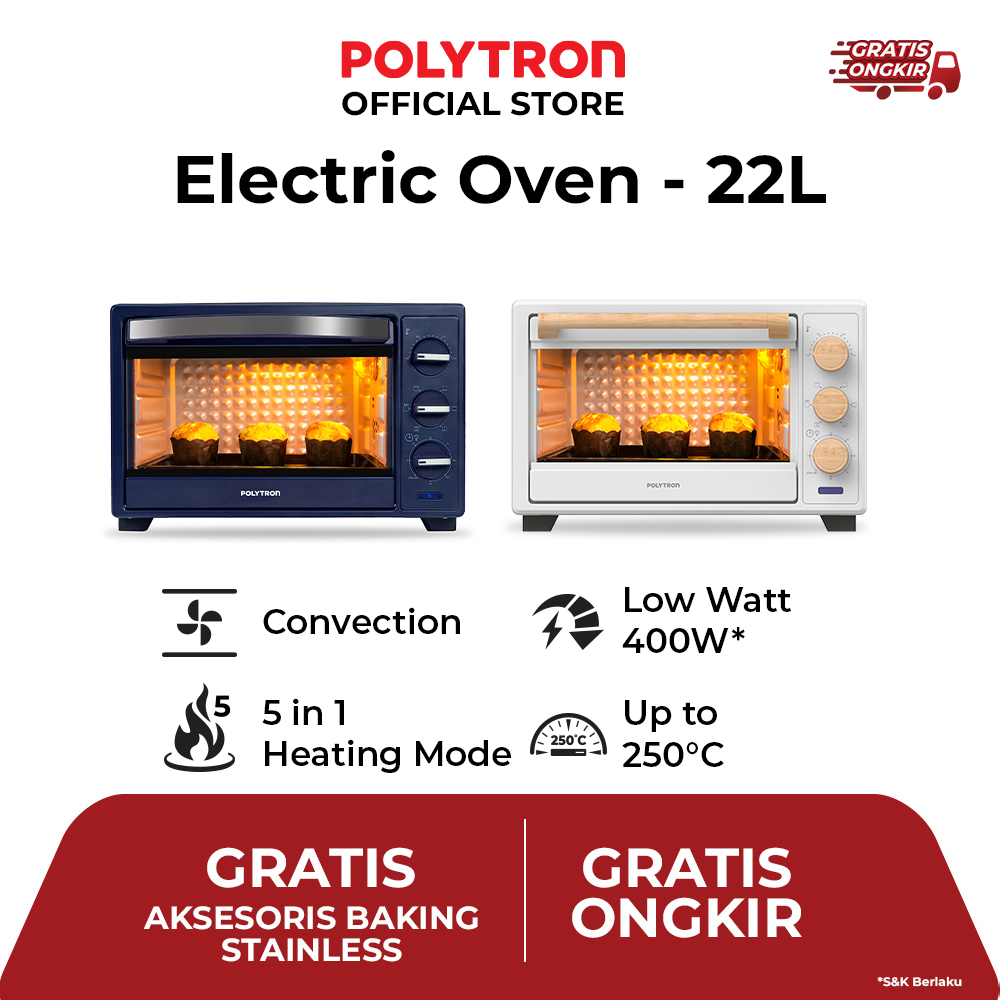 Jual [LIVE ONLY] POLYTRON Kitchenmate Oven Listrik Low Watt 22 Liter ...