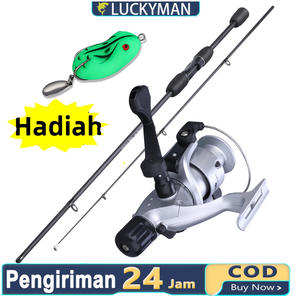 Jual LUCKY MAN Pancing Set 1.8m 2.1m Joran Pancing And Rasio Gear 5.2 ...