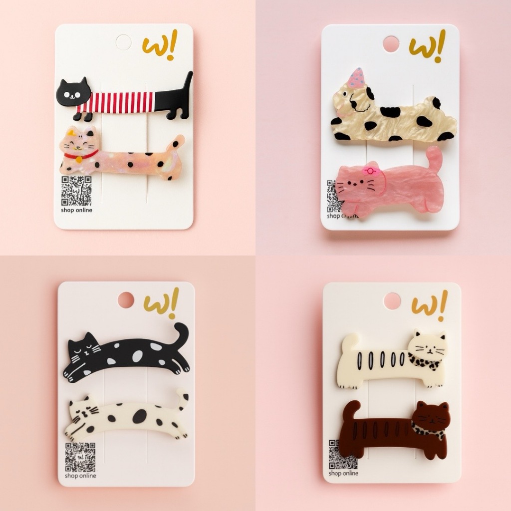 Jual W! Accessories Jepit Rambut Akrilik Kucing 72330300 | Shopee Indonesia