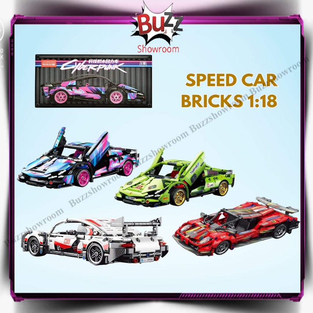 Jual Block DIY Mobil Sport 1:18 Building Blok Pullback Car Mainan ...