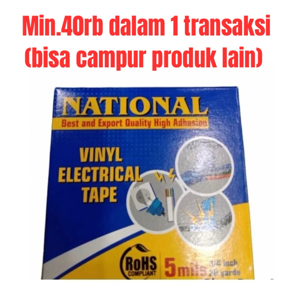 Jual ISOLASI PVC vinyl BESAR KABEL LISTRIK HITAM NATIONAL 3/4" 20 YARDS ...