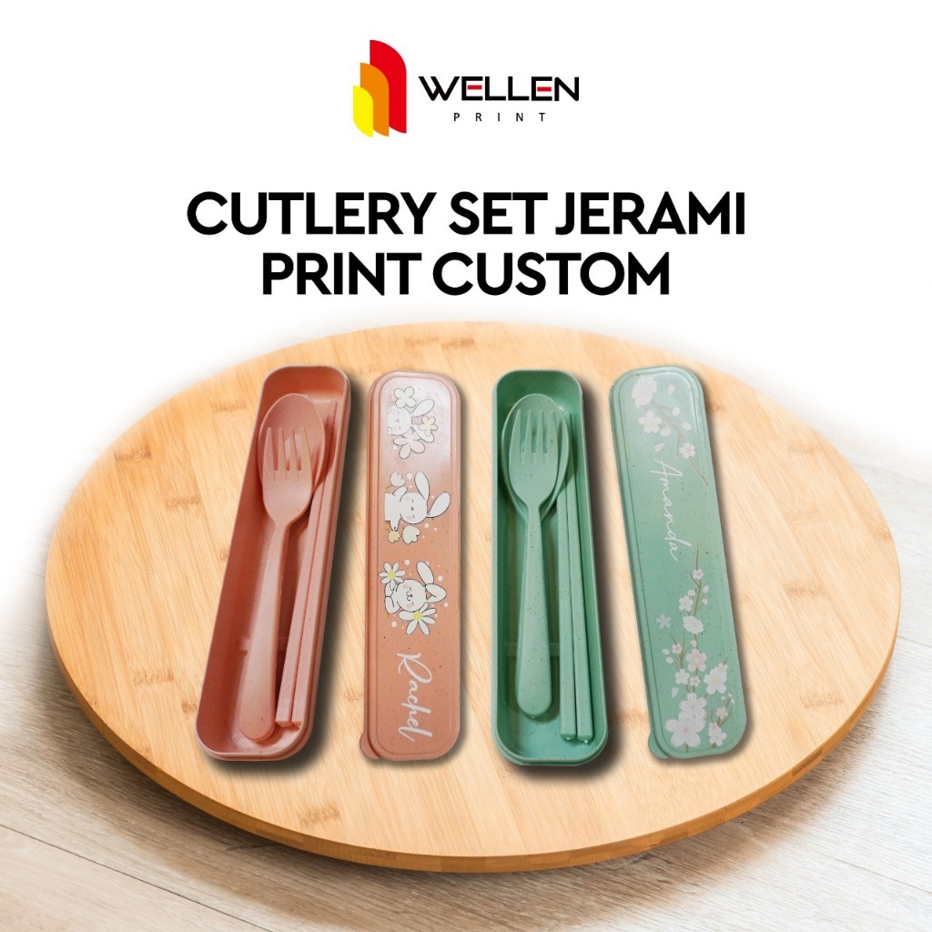 Jual WELLEN PRINT - Cutlery Set Jerami Custom Print Design Nama / Cetak ...