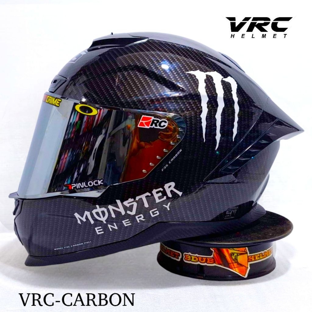 Jual Helm full face Vrc carbon Monster paket ganteng spoiler 3D ...