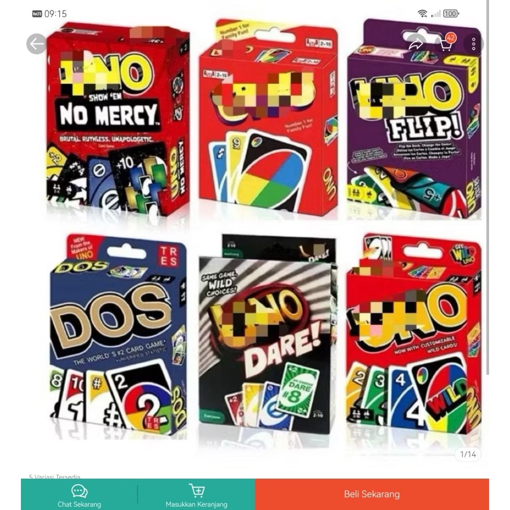 Jual permainan kartu keluarga kartu unno no mercy kartu dos kartu flip ...