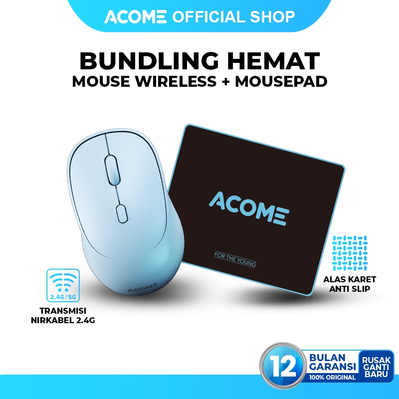 Jual Acome Special Bundling Mouse AM600 Fashion Color Wireless 1600 DPI ...