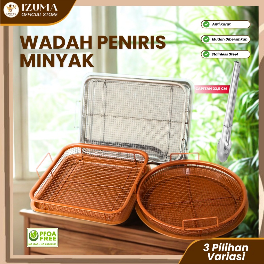 Jual IZUMA SARINGAN MINYAK Cooper Peniris Minyak Baking Tray Saringan ...