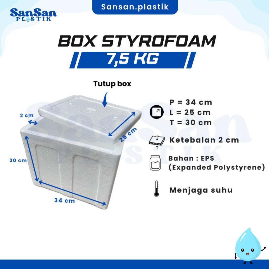 Jual box Styrofoam 7,5 kg / box ikan / box minuman/ box es cream/ cool ...