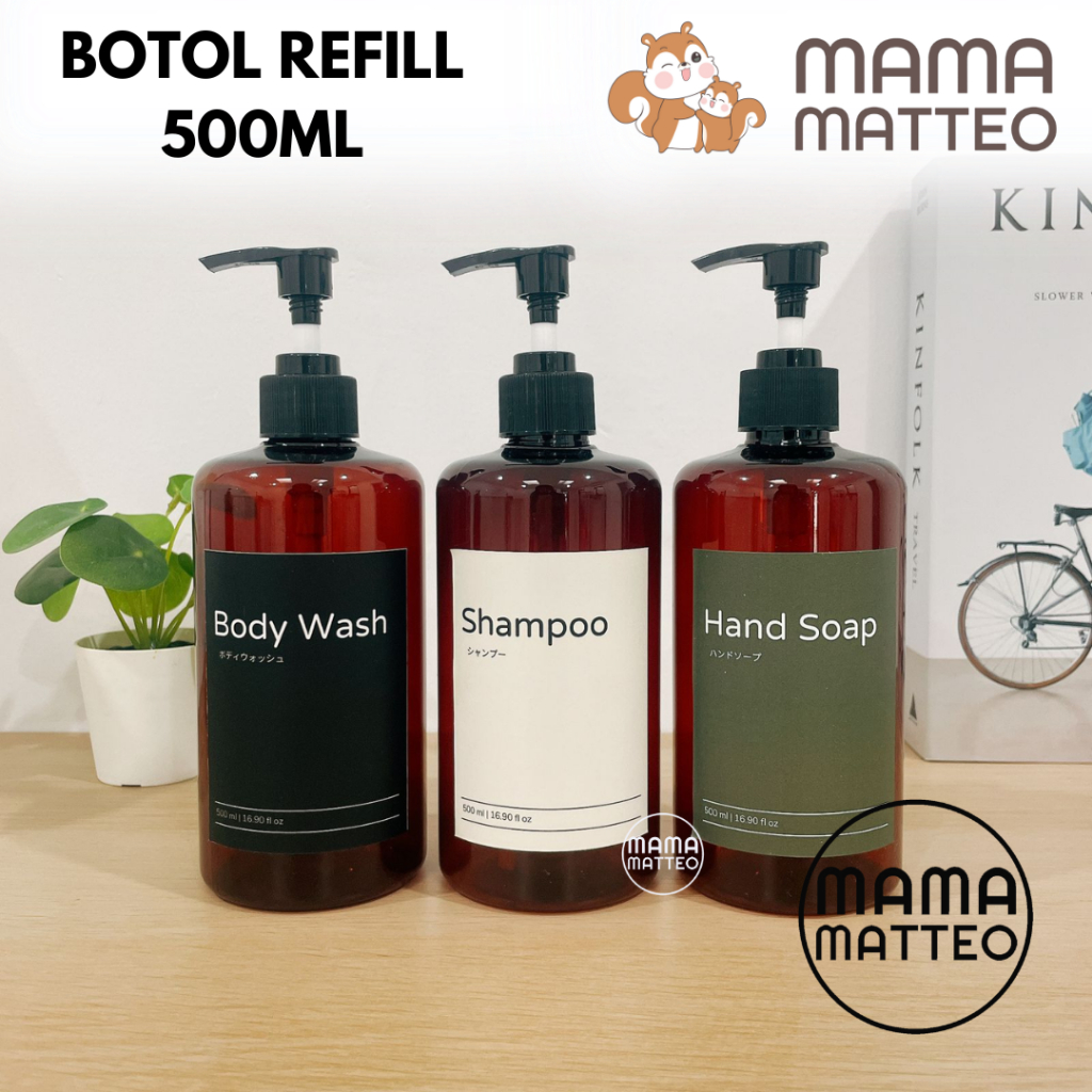 Jual BOTOL LABEL PUMP AMBER PLASTIK / refill kosong estetik dekor rumah ...