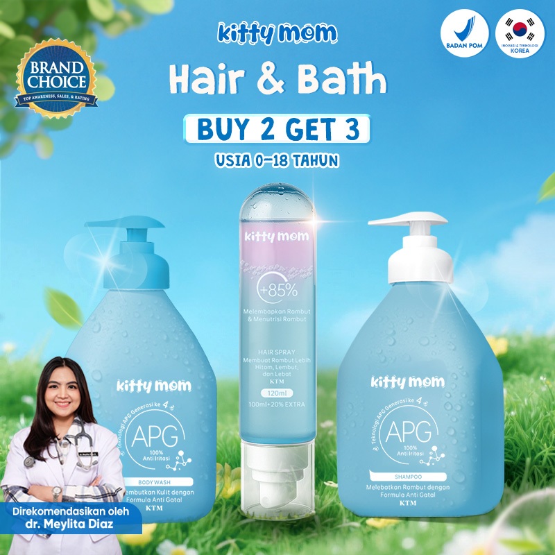 Jual Kitty Mom Baby Hair & Bath - Paket Perawatan Bayi Sabun, Sampo, Hair Spray - Skincare Anak ...