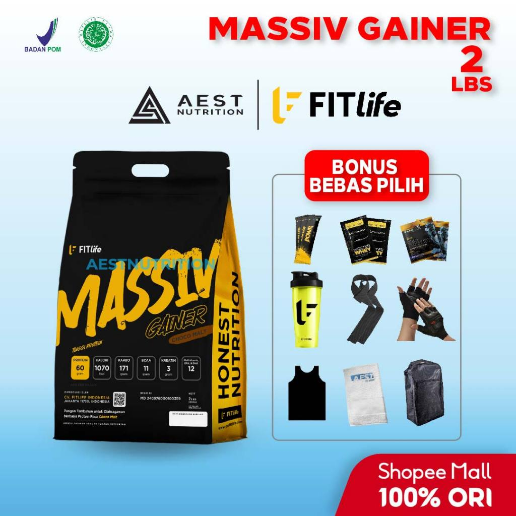 Jual Fitlife Massiv Gainer 2 lbs 900 gram Susu Protein Bulking ...