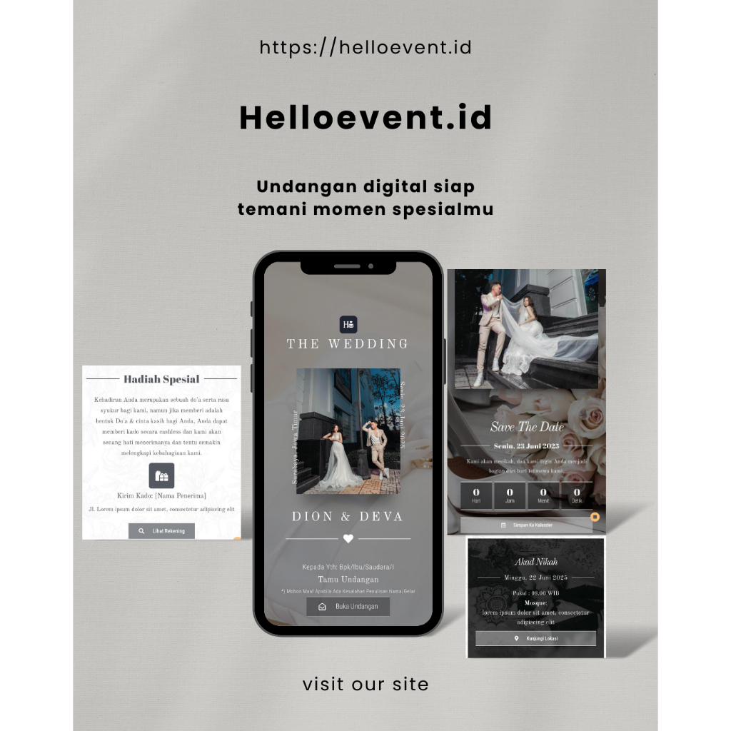 Jual Undangan Digital Pernikahan Website | Template 19 Premium | Shopee Indonesia