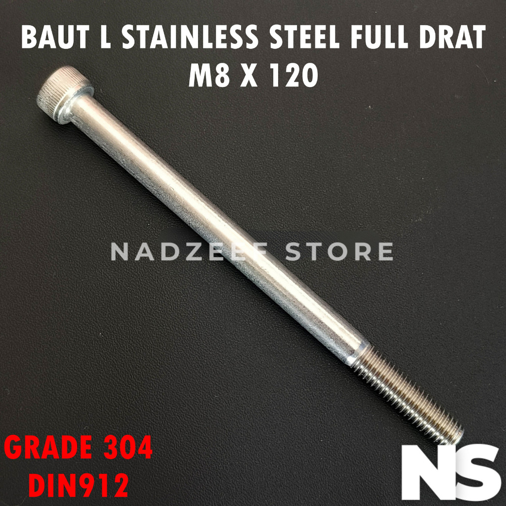 Jual Baut L Stainless Steel M8X120 M8 X 120 Half Drat | Shopee Indonesia