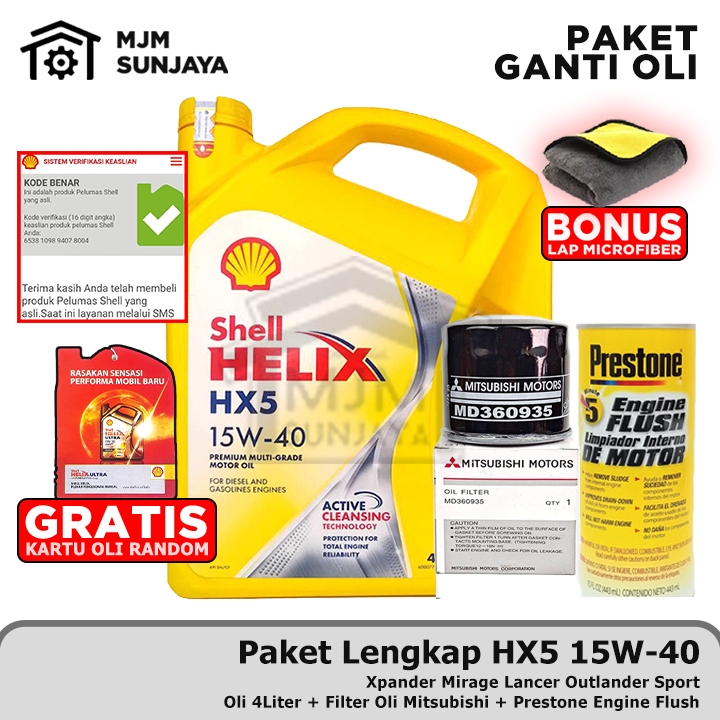 Jual [GRATIS FILTER OLI] PAKET LENGKAP Ganti Oli Mesin Shell Helix HX5 ...