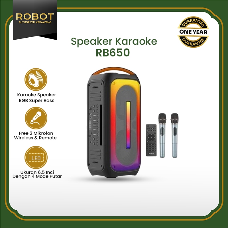 Jual ROBOT Speaker Karaoke 50W Dual Microphone Wireless RGB Light ...