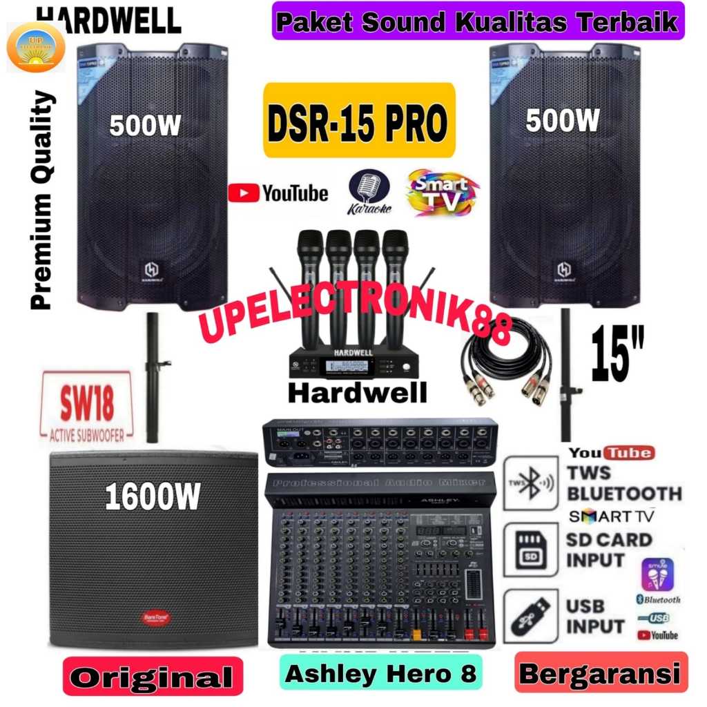 Jual Paket Sound System Speaker Aktif 15 Inch Hardwell DSR 15 Pro DSR15PRO+Subwoofer Baretone 18 ...