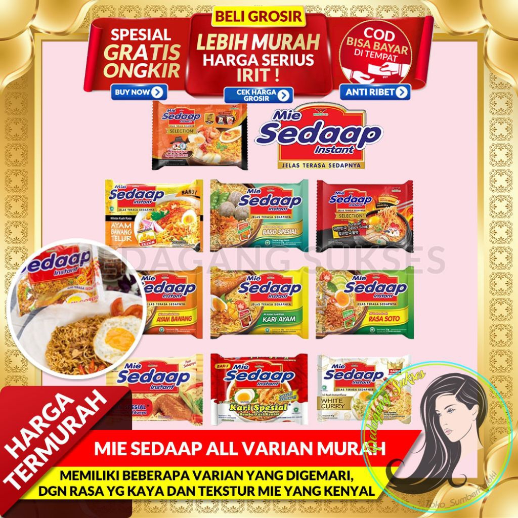 Jual MIE SEDAAP ALL VARIAN MURAH GORENG SOTO MADURA KOREAN SPICY ...