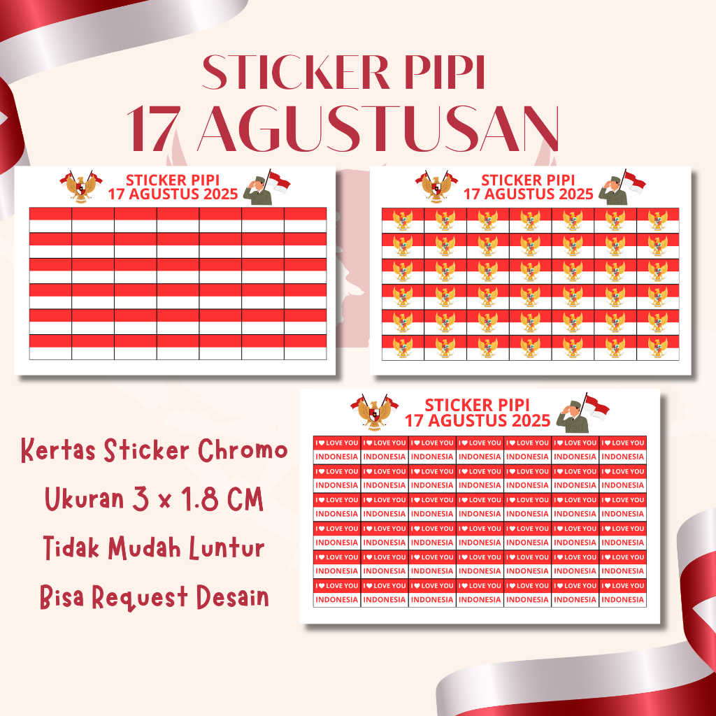 Jual (isi 50 Pcs) Stiker Pipi / Stiker Merah Putih / Stiker Bendera ...