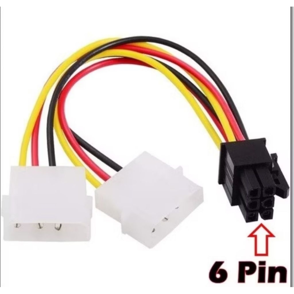 Jual KABEL POWER VGA / ADAPTER 2 MOLEX TO 6 PIN / 6PIN PCIE / PCI-E ...