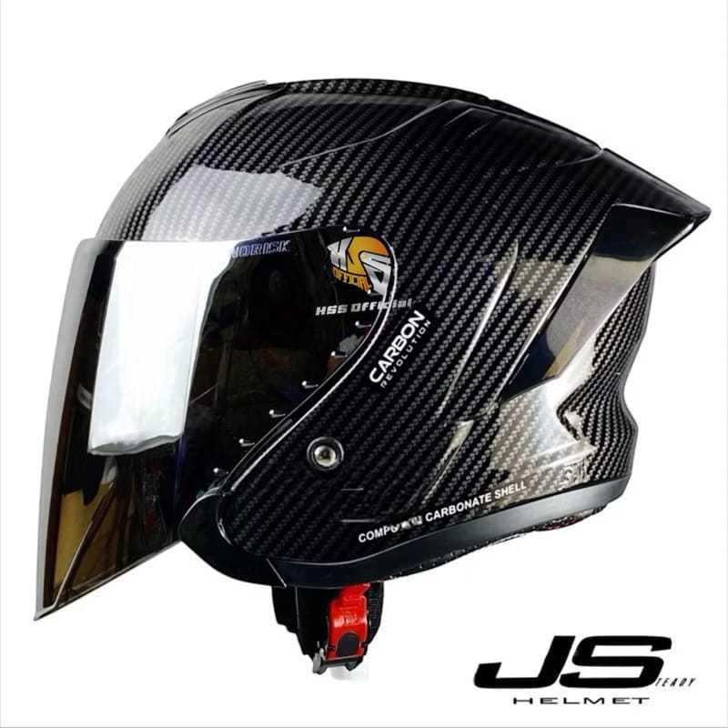 Jual Helm JS Armor Carbon Original Helm Half Face SNI DOT Double Visor ...